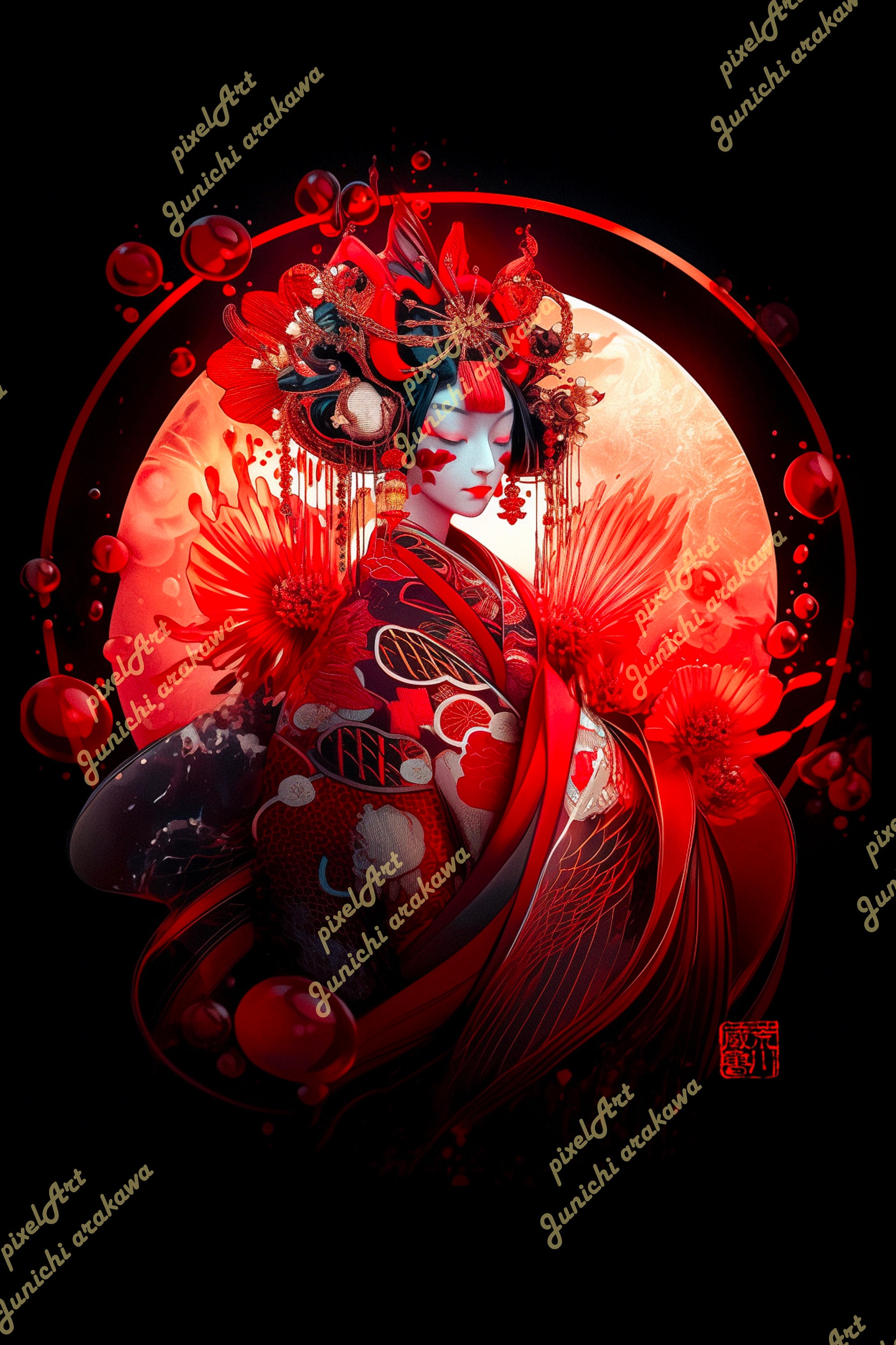 Japanese Art Deco Geisha Matted Print, Geisha Print , Geisha Wall Art ...