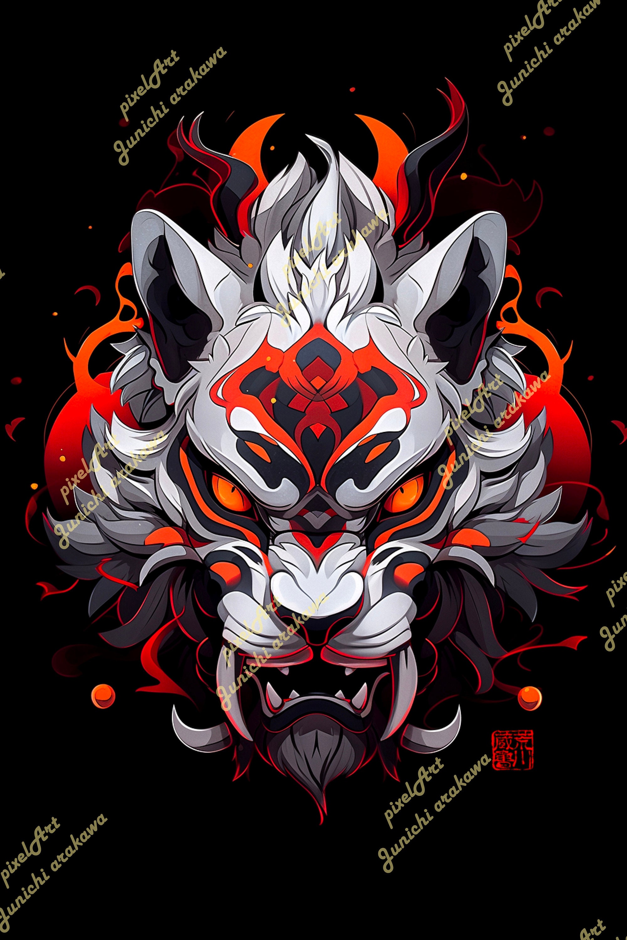 Japanese Hannya Mask Matted Print, Hannya Print, Hannya Mask Wall Art ...