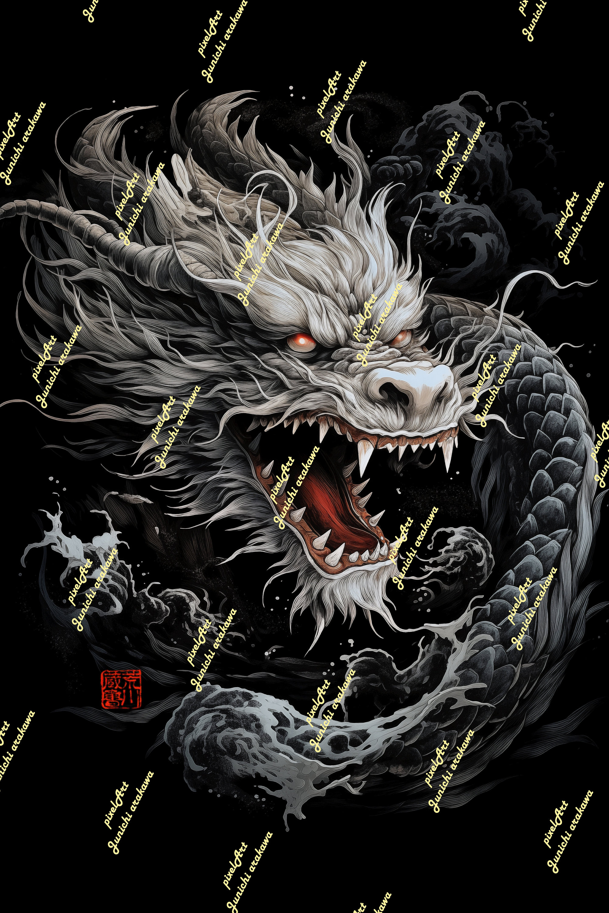 Sumi Dragon Side With Mat, Japanese Dragon Matted Print, Dragon Print ...