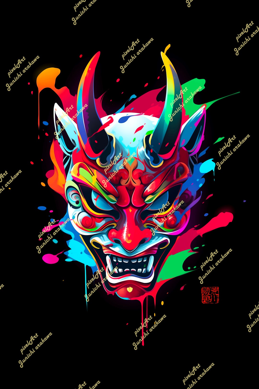 Japanese Hannya Mask Matted Print, Hannya Print, Hannya Mask Wall Art ...