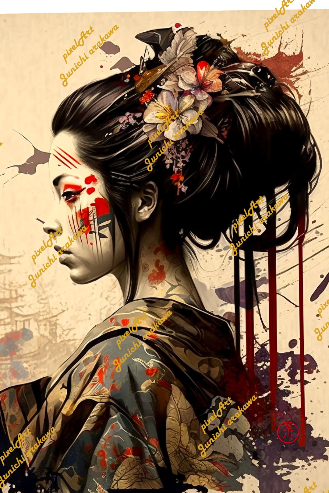 Japanese Art Deco Geisha Matted Print, Geisha Print , Geisha Wall Art ...