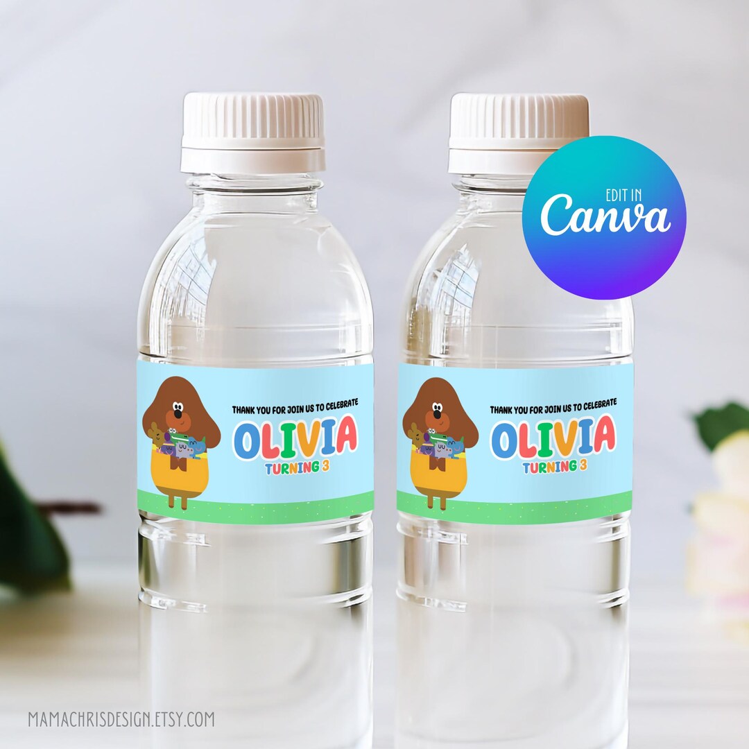 Hey Duggee Water Bottle Label Template, Printable Hey Duggee Bottle ...
