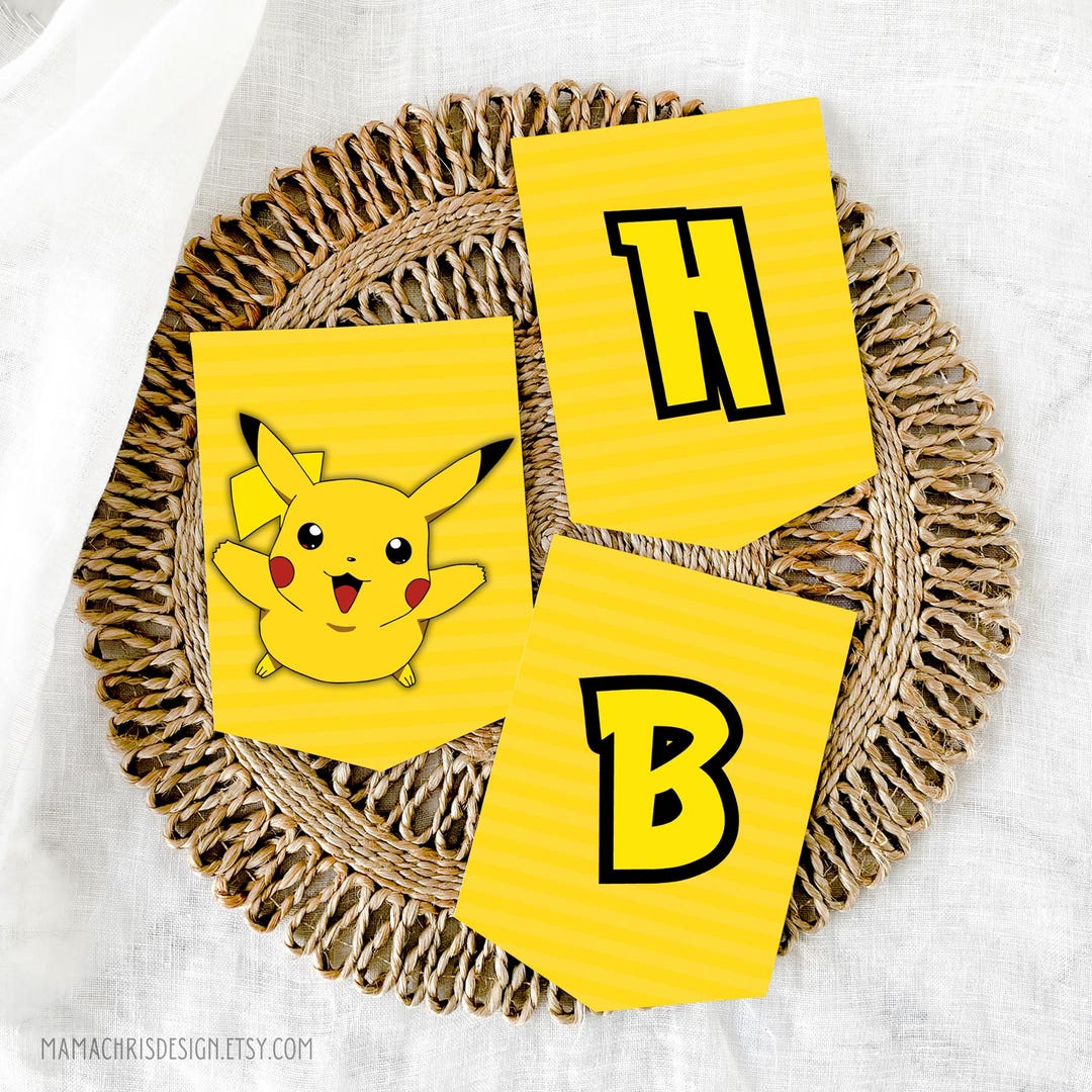 Pikachu Birthday Banner, Pokemon Party Banner, Happy Birthday Banner ...