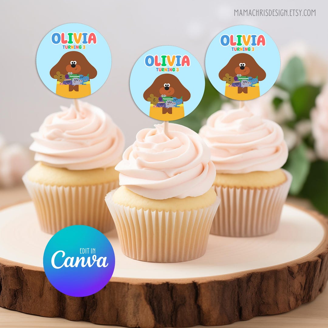 Hey Duggee Cupcake Topper, Printable Cupcake Topper, Editable Template ...