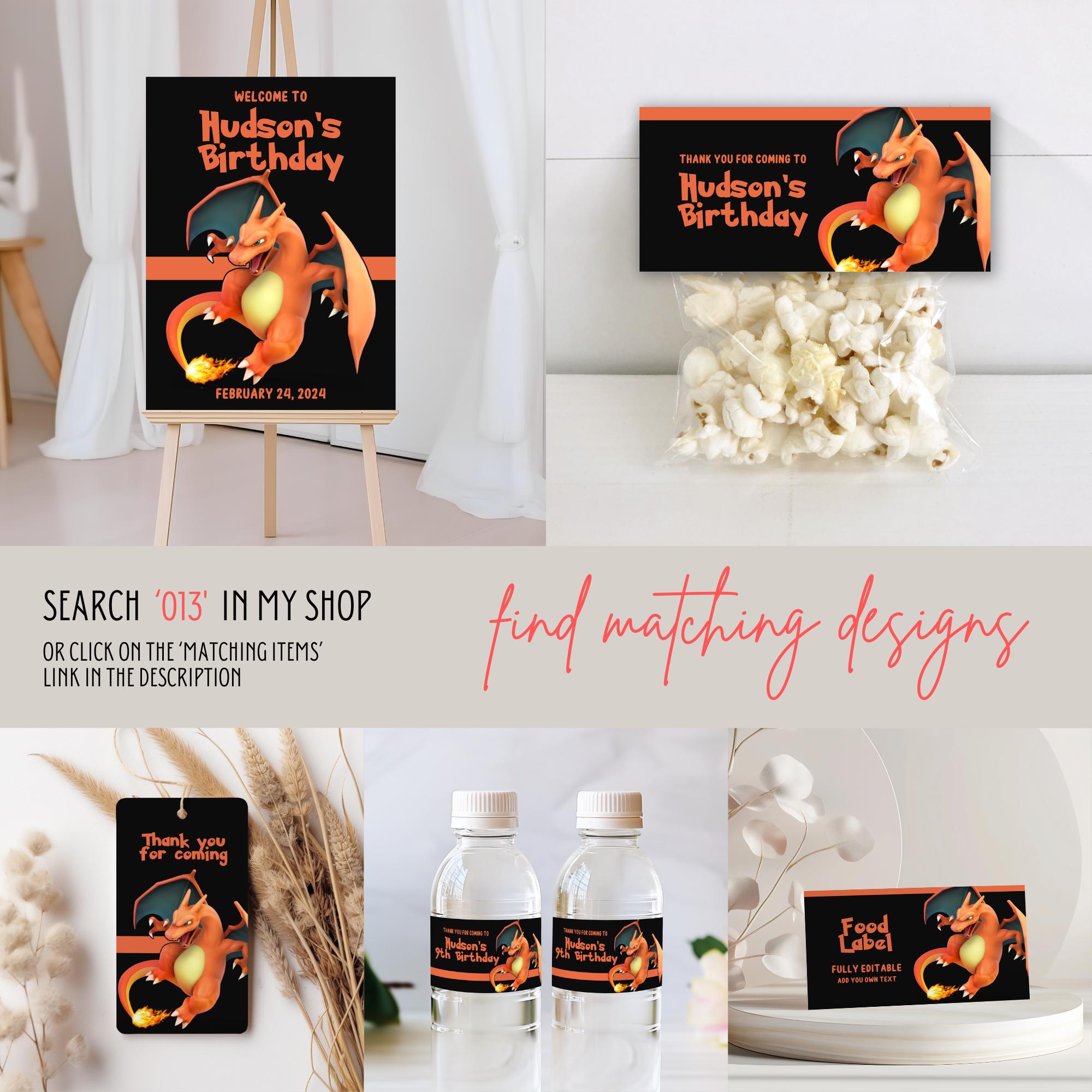 Charizard Birthday Invitation, Printable Birthday Invitation, Editable ...