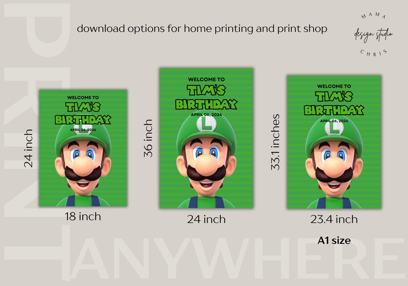 Luigi Welcome Sign Printable Welcome Sign Editable Template Instant ...