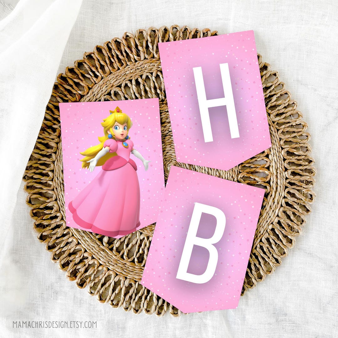Princess Peach Birthday Banner, Mario Party Banner, Happy Birthday ...