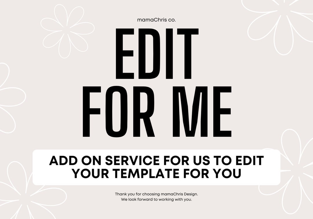 Edit My Template | Edit for Me | Add On - Etsy