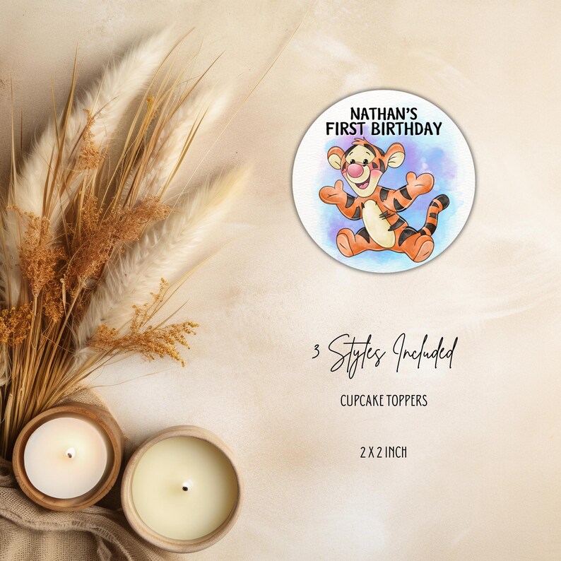 Tigger Cupcake Topper, Printable Cupcake Topper, Editable Template ...