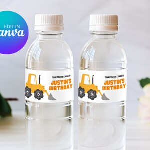 Construction Water Bottle Label Template, Printable Construction Bottle ...