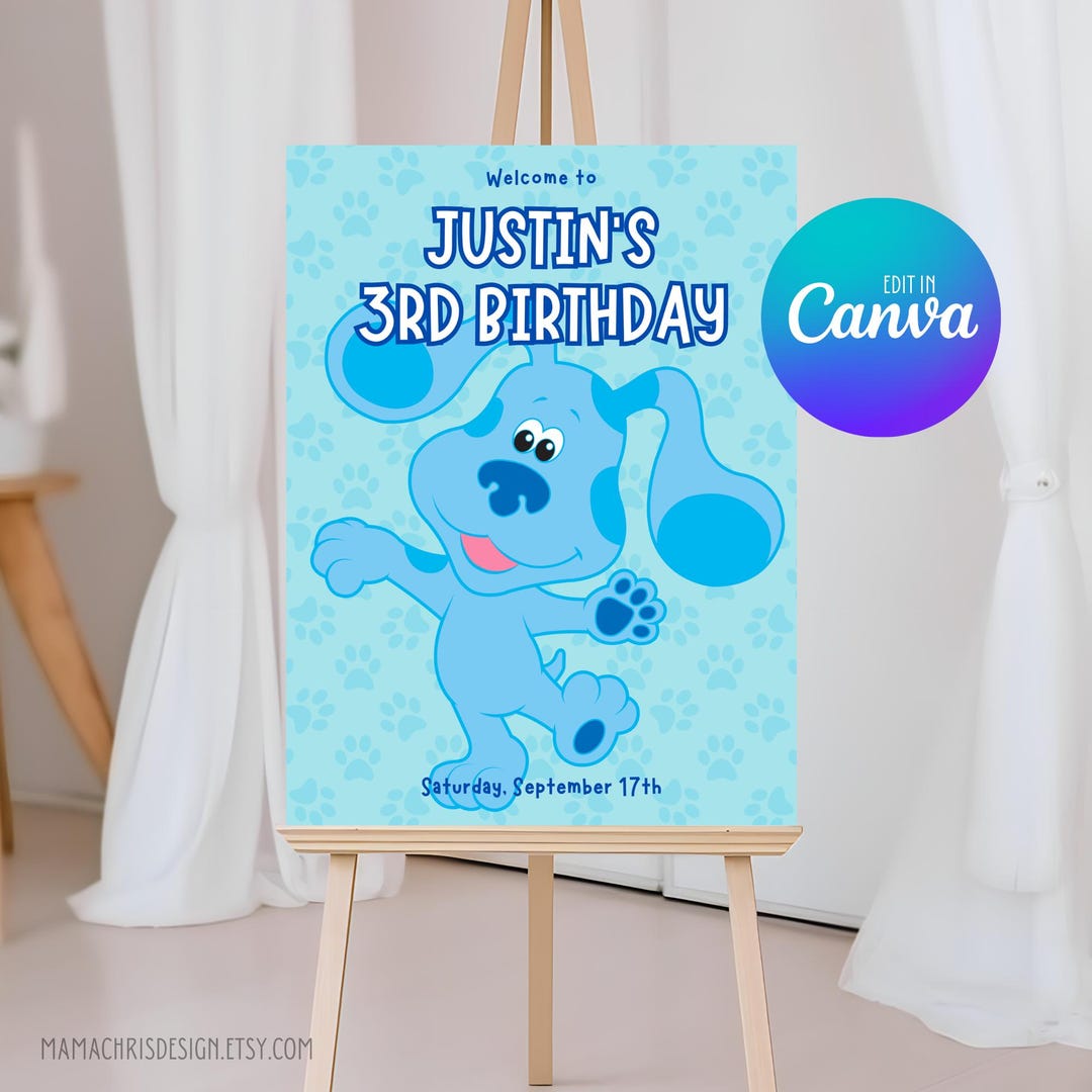 Blue's Clues Welcome Sign Template, Editable Blue's Clues Birthday ...