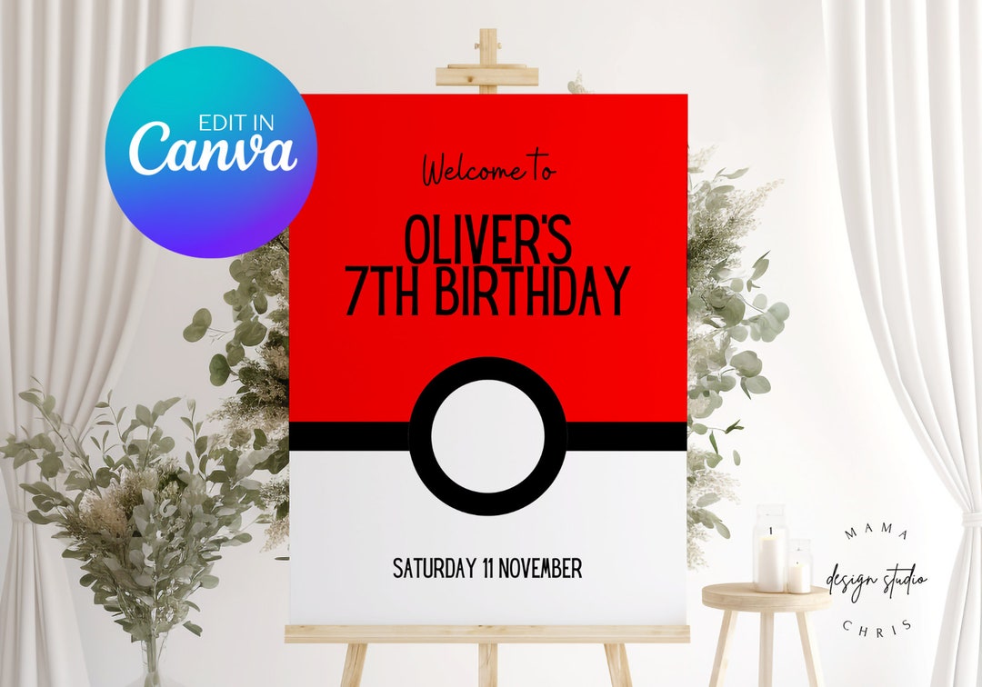 Pokemon Welcome Sign Printable Welcome Sign Editable Template Instant ...