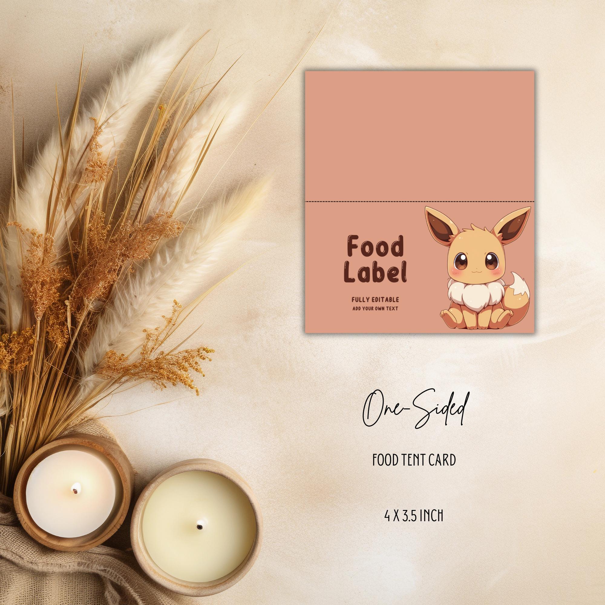Eevee Food Label, Birthday Party Food Tent Cards, Eevee Food Tent Label 030 - Etsy