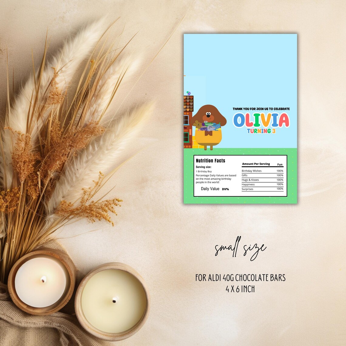 Hey Duggee Chocolate Bar Wrapper, Editable Party Favour, Personalised ...