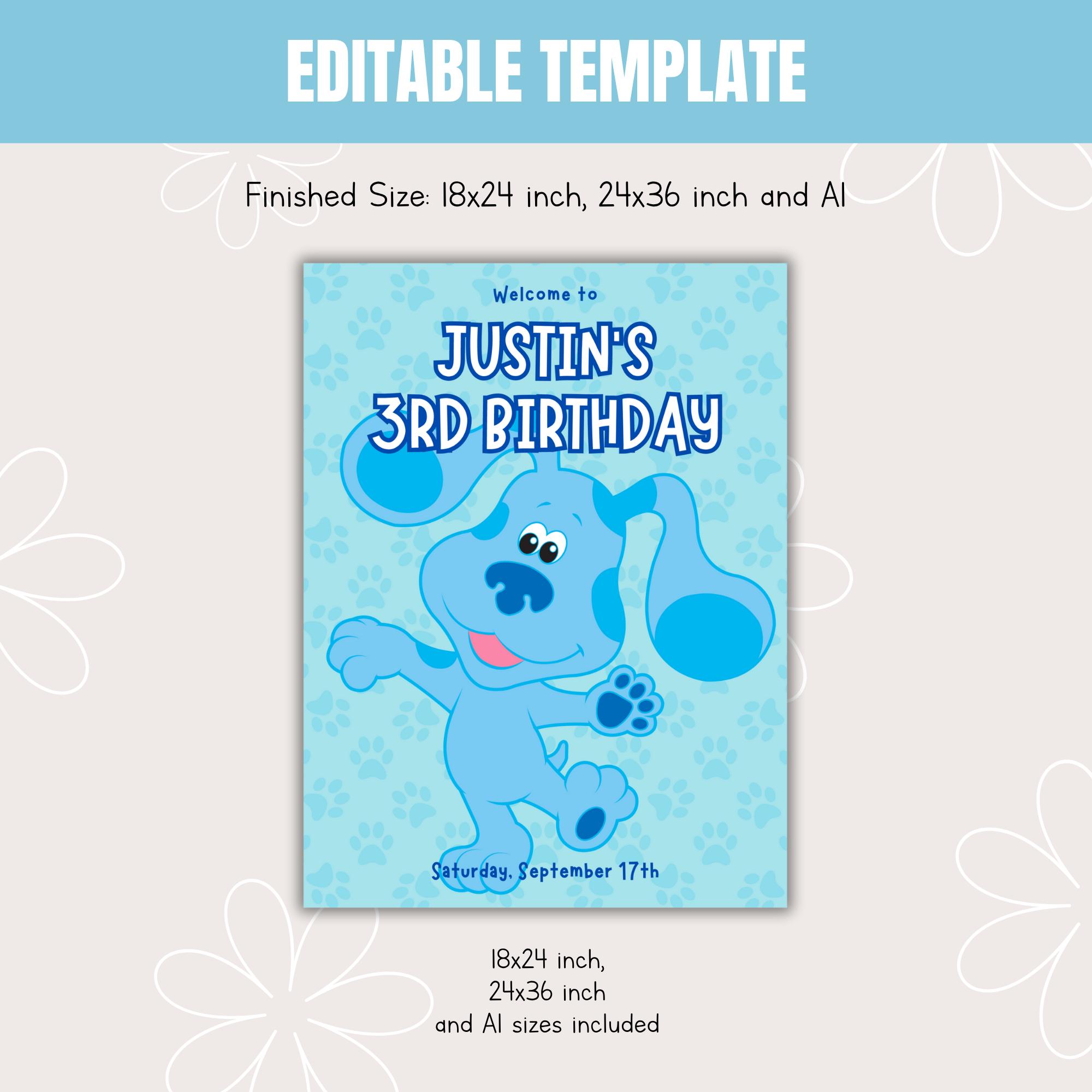 Blue's Clues Welcome Sign Template, Editable Blue's Clues Birthday ...