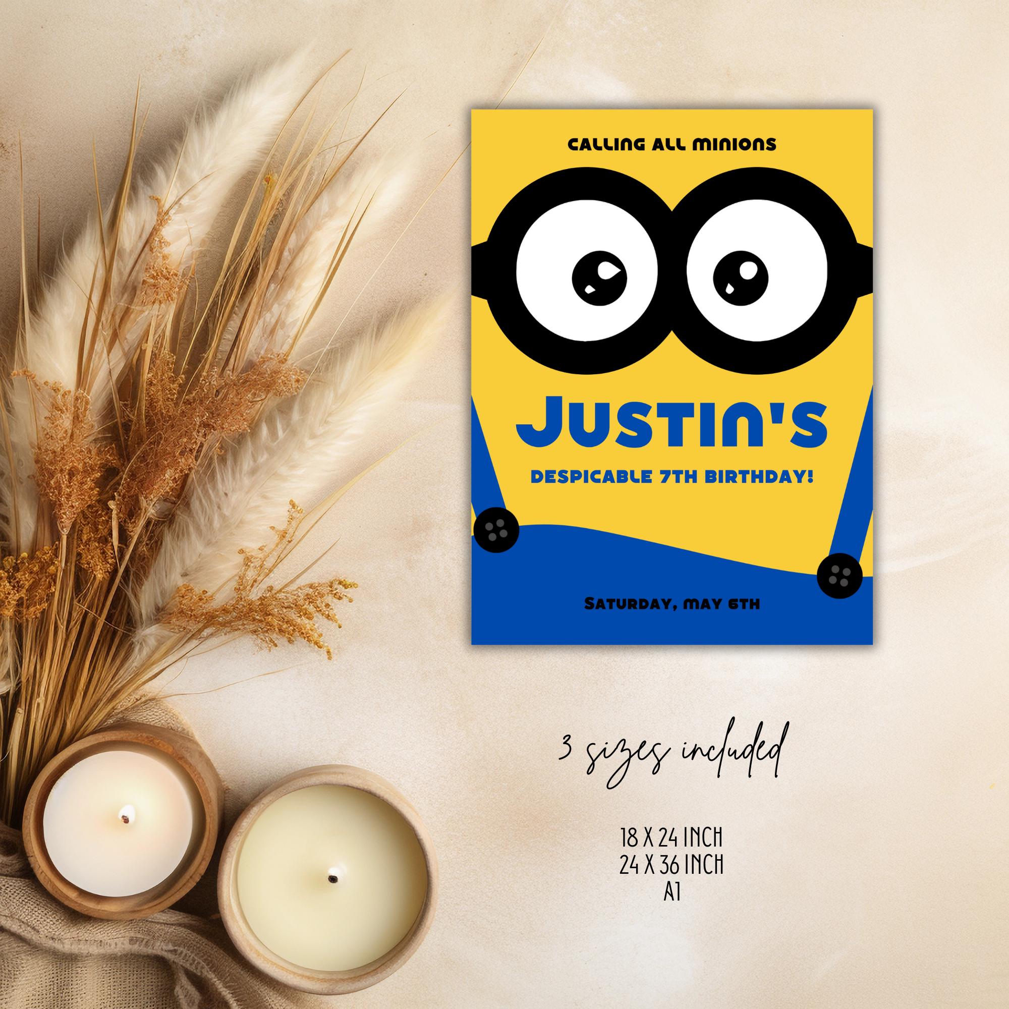 Minions Welcome Sign Template, Editable Minions Birthday Easel Sign ...