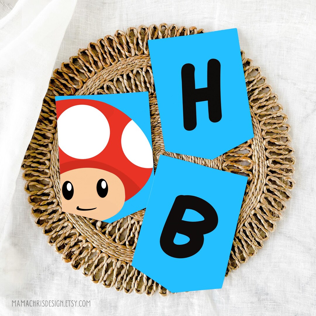 Toad Birthday Banner, Mario Party Banner, Happy Birthday Banner Bunting ...