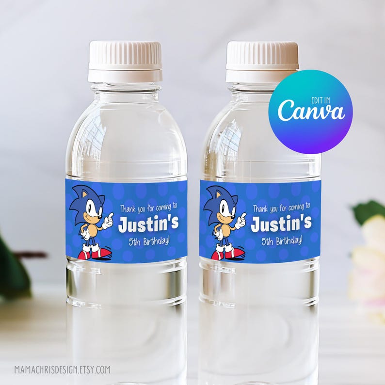 Sonic Water Bottle Label Template, Printable Sonic Bottle Label ...
