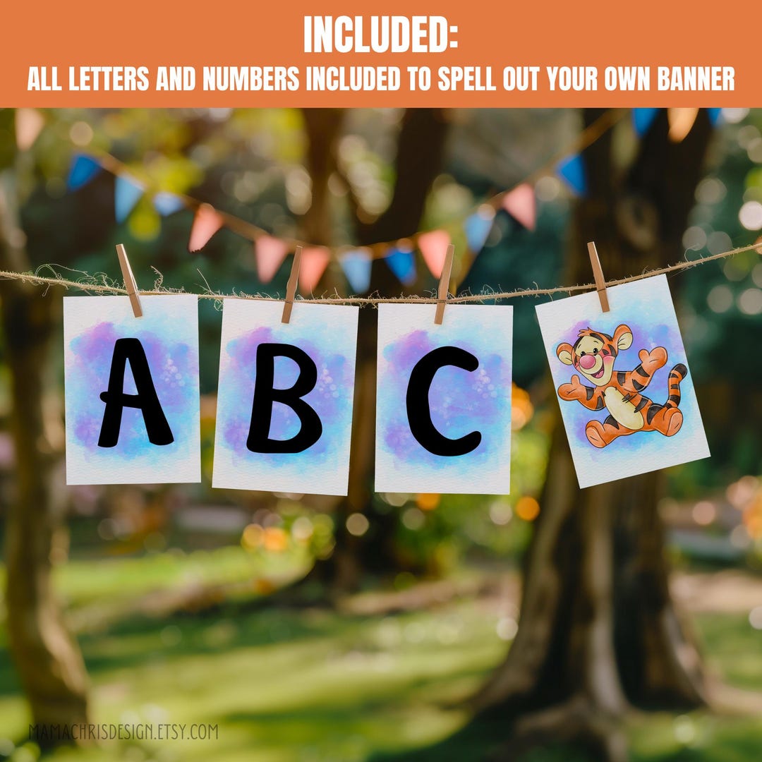 Tigger Bunting Flag Banner, First Birthday Party Banner, Happy Birthday ...