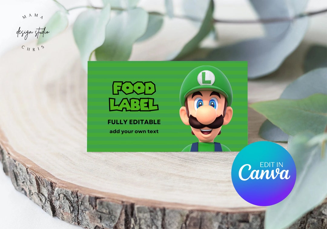Luigi Food Label Printable Food Labels Editable Template Instant ...