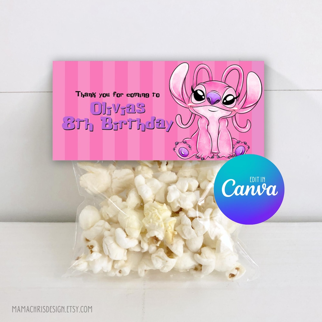 Lilo and Stitch Angel Treat Bag Topper Template, Editable Favour Treat ...