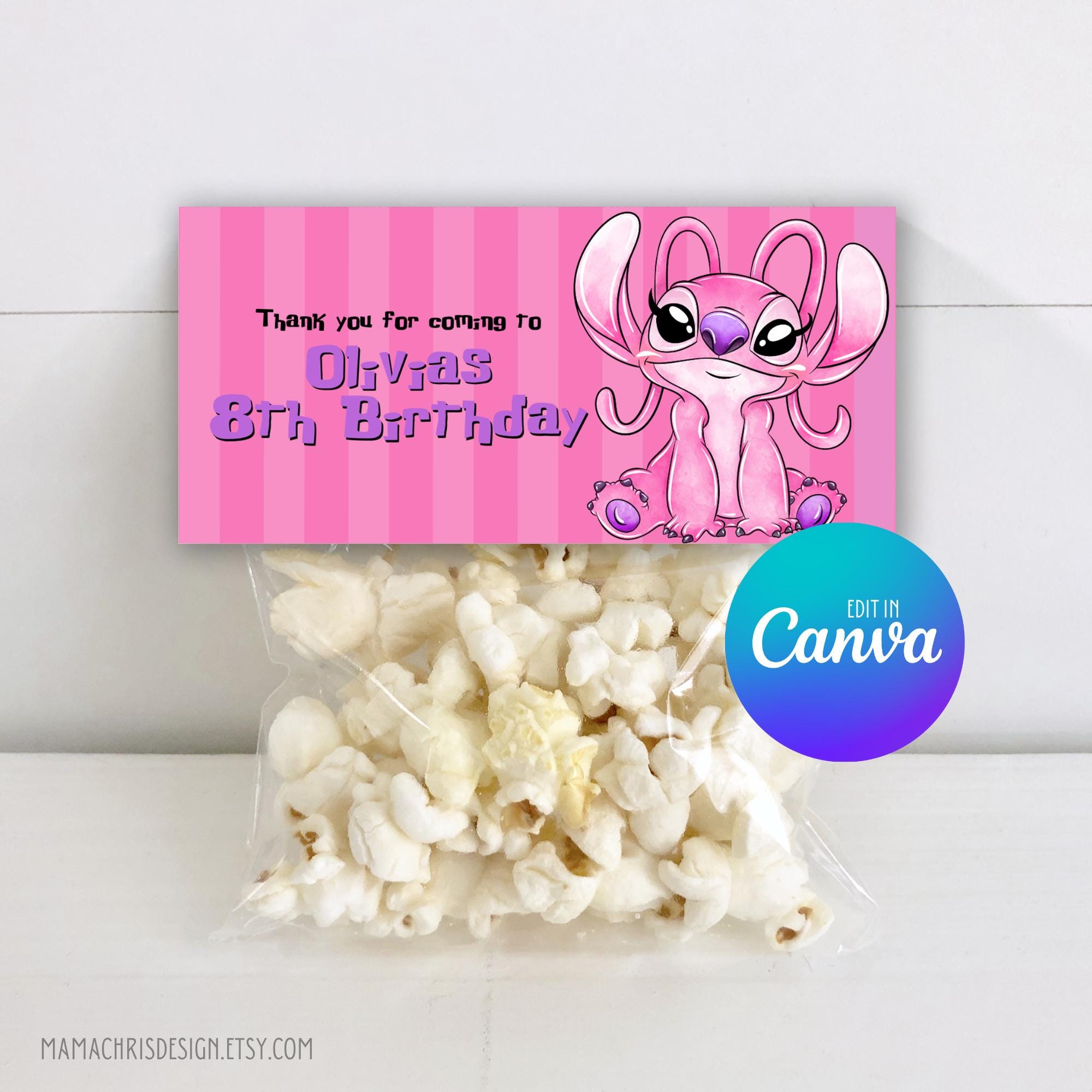 Lilo and Stitch Angel Treat Bag Topper Template, Editable Favour Treat ...
