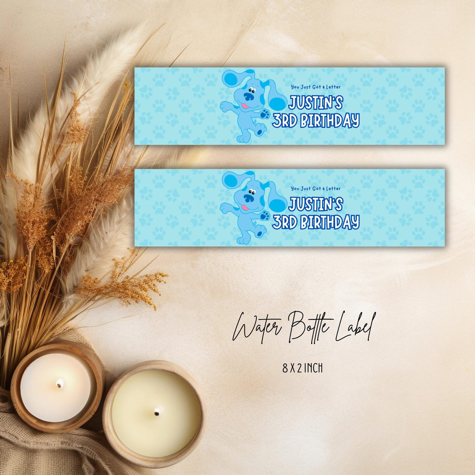 Blue's Clues Water Bottle Label Template, Printable Blue's Clues Bottle ...