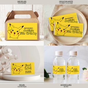 Pikachu Birthday Party Bundle Template, Editable Birthday Party Bundle ...