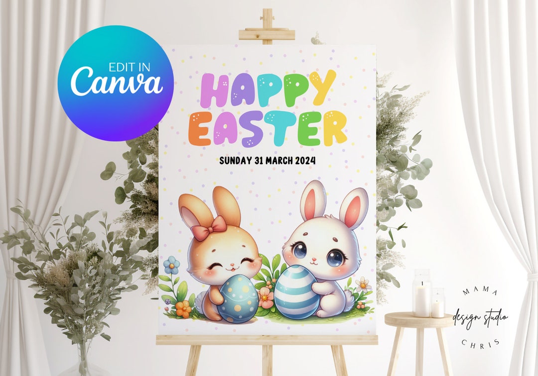 Easter Welcome Sign Printable Welcome Sign Editable Template Instant ...