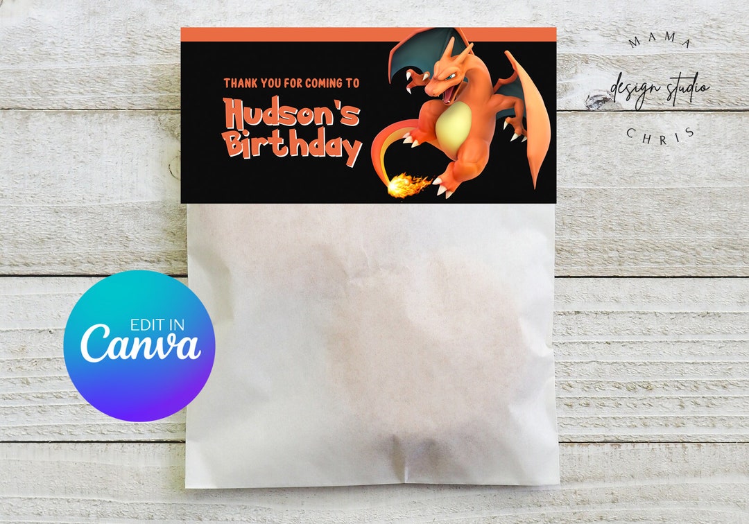 Charizard Bag Toppers Printable Bag Toppers Editable Template Instant ...