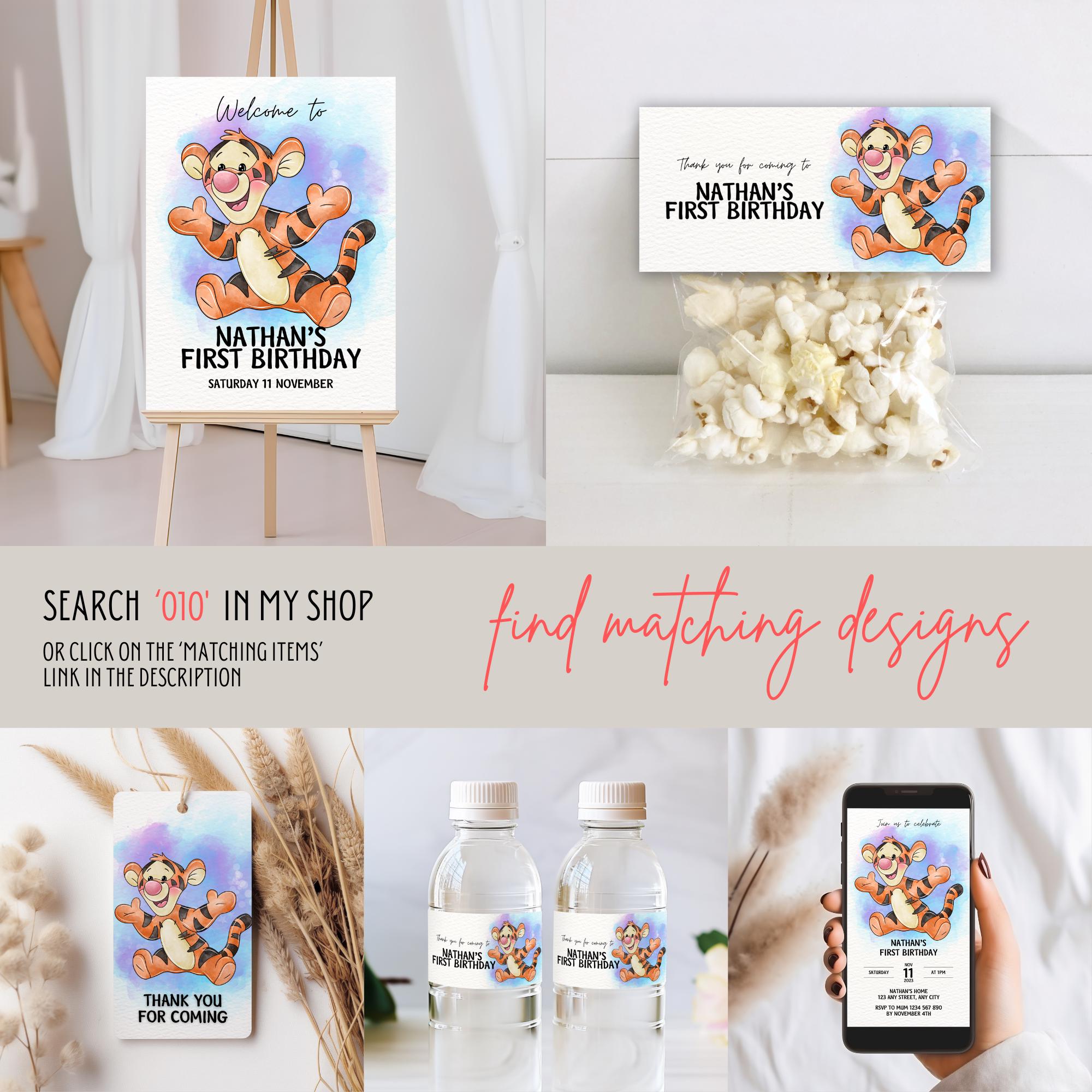 Tigger Cupcake Topper, Printable Cupcake Topper, Editable Template ...