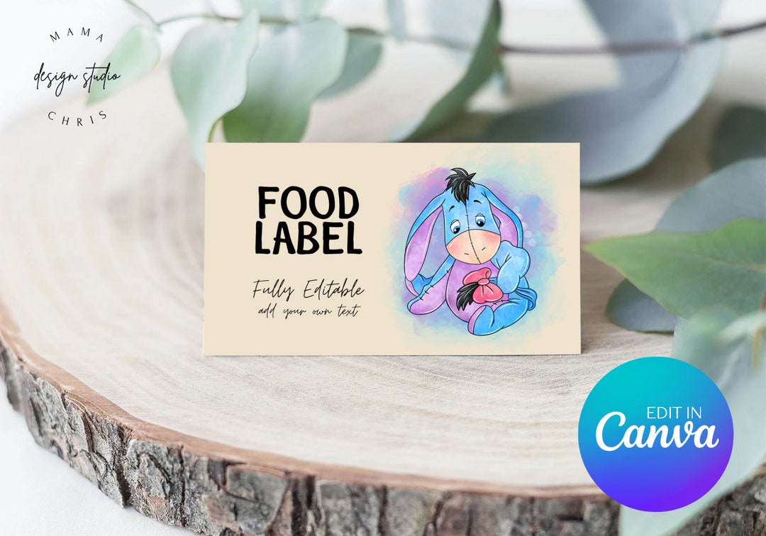 Eeyore Food Label Printable Food Labels Editable Template Instant ...