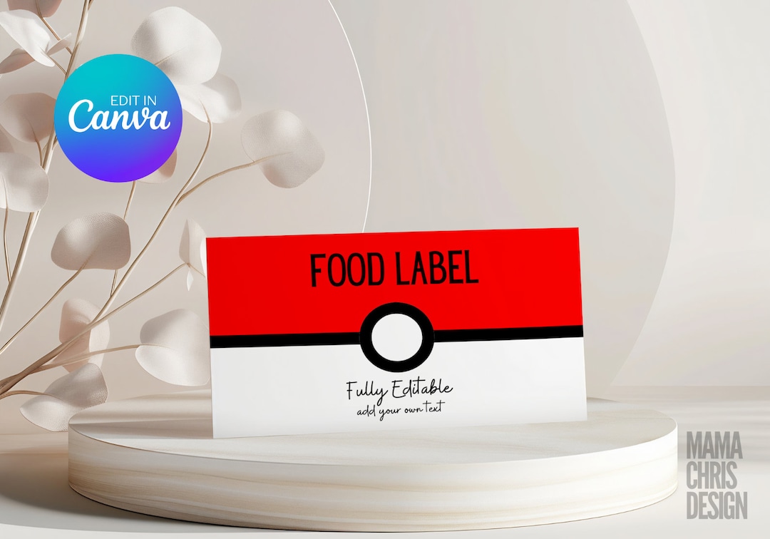 Pokemon Food Label, Birthday Party Food Tent Cards, Pokemon Food Tent ...