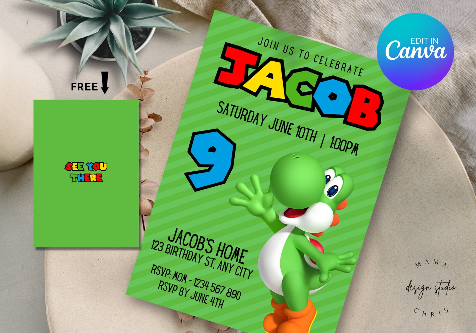 Yoshi Birthday Invitation Printable Invitation Instant - Etsy Canada