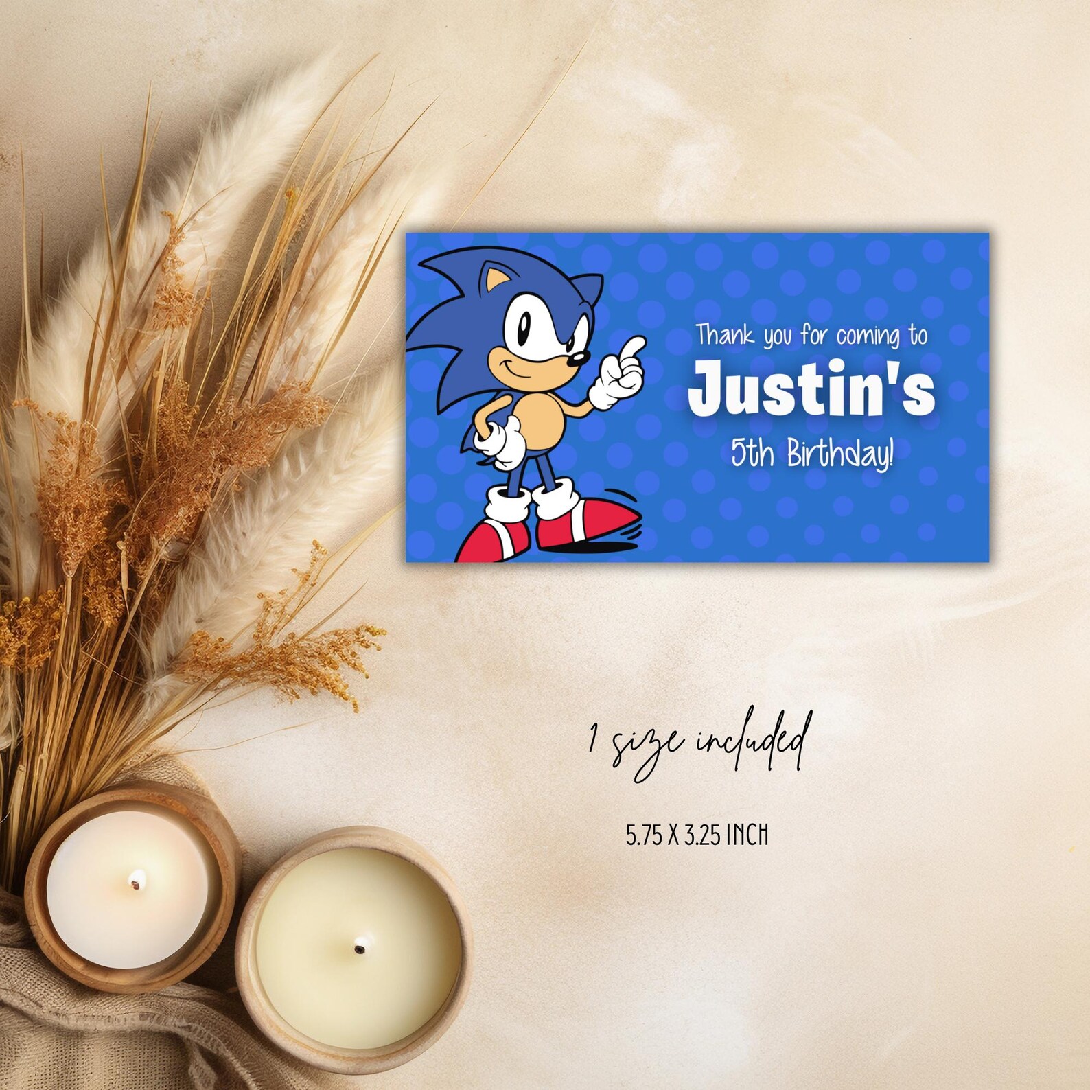 Sonic Gable Box Label Editable, Sonic Favour Box Sticker Template ...