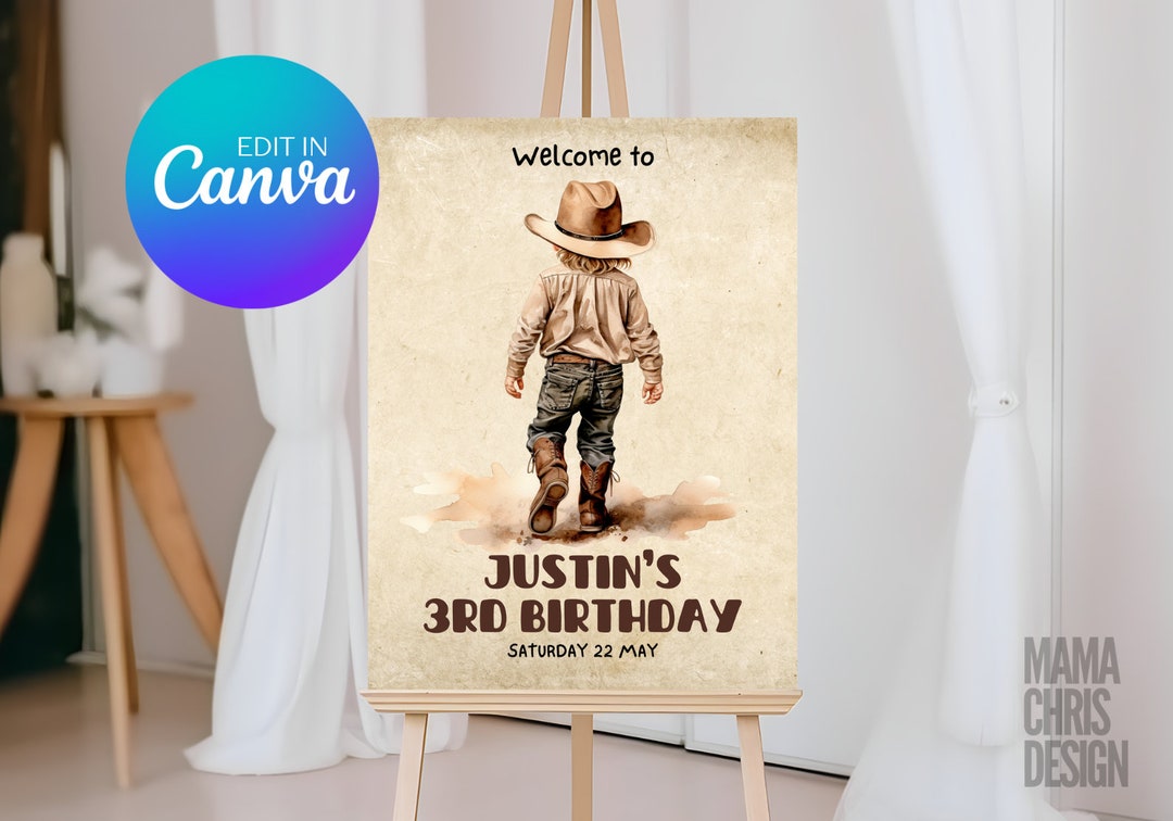 Cowboy Welcome Sign Printable Welcome Sign Editable Template Instant ...