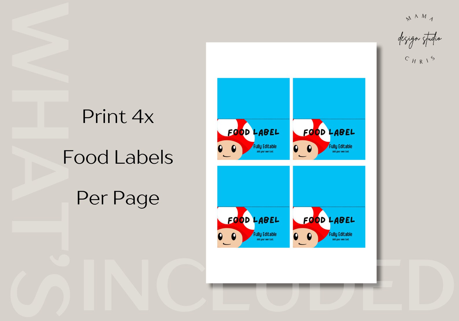 Toad Party Food Label Printable Food Labels Instant - Etsy