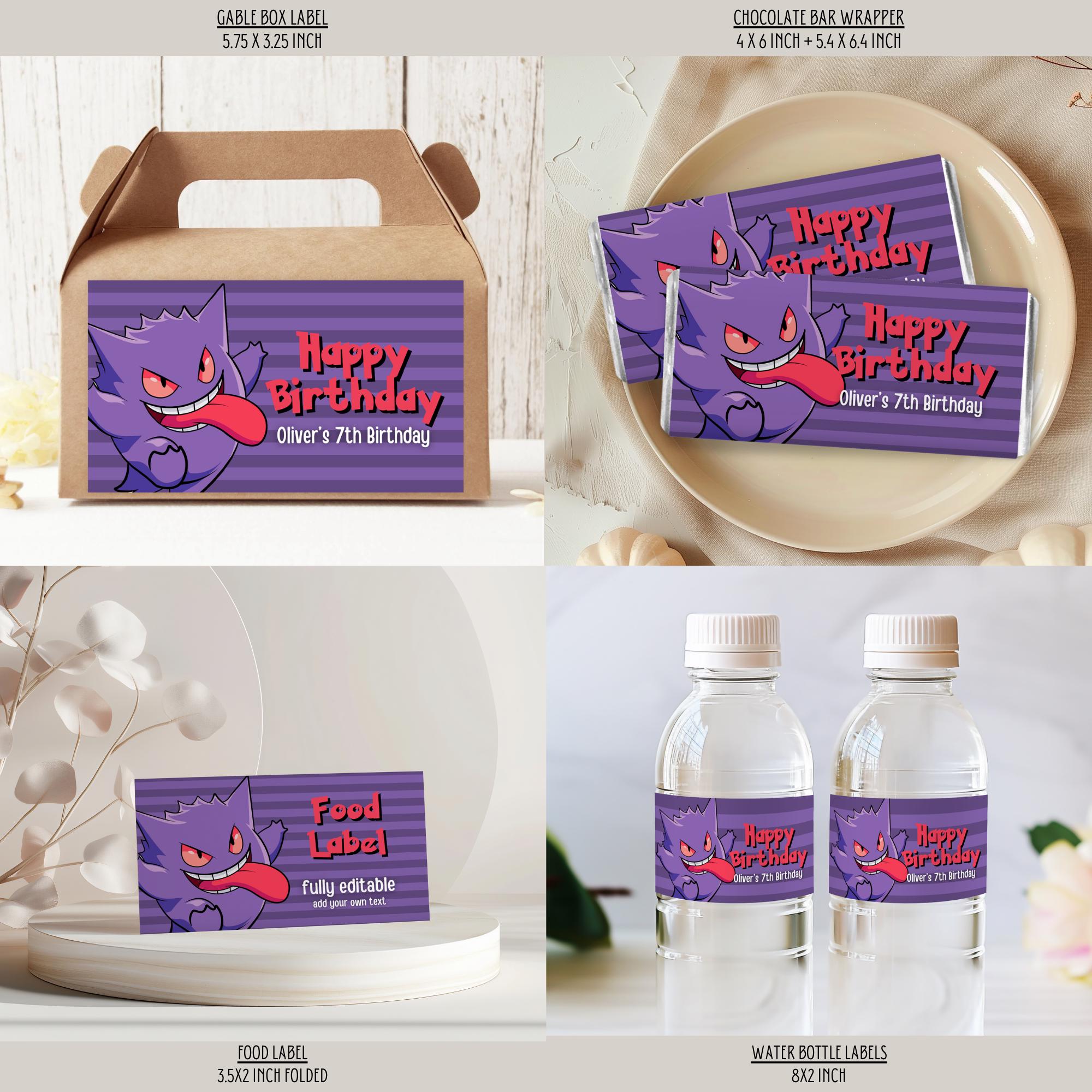 Gengar Birthday Party Bundle Template, Editable Birthday Party Bundle ...