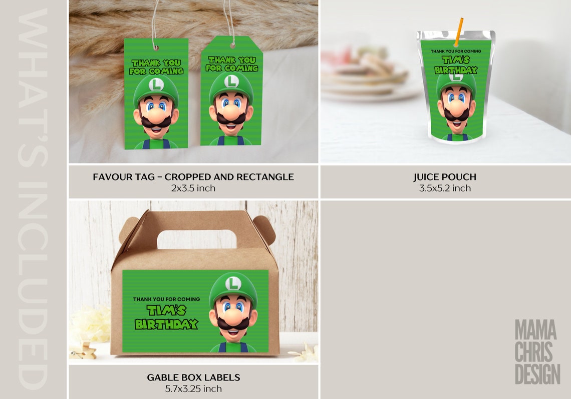 Luigi Birthday Party Bundle Template, Editable Birthday Party Bundle ...
