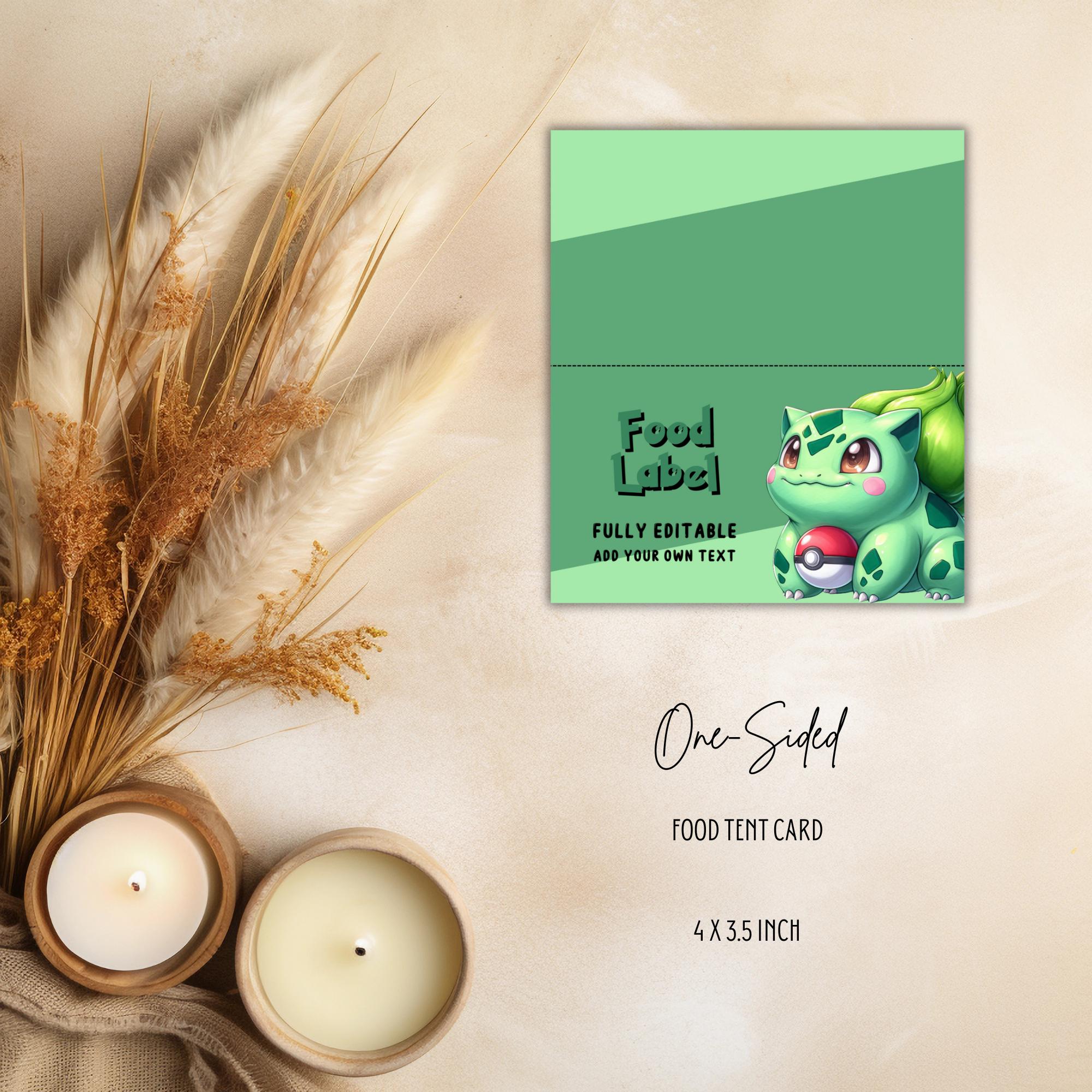 Bulbasaur Food Label, Birthday Party Food Tent Cards, Bulbasaur Food ...
