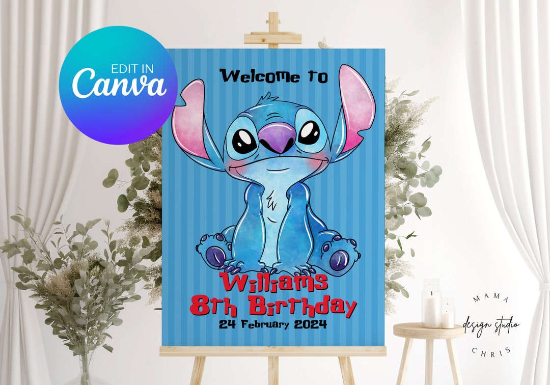 Stitch Welcome Sign Printable Welcome Sign Editable Template Instant ...