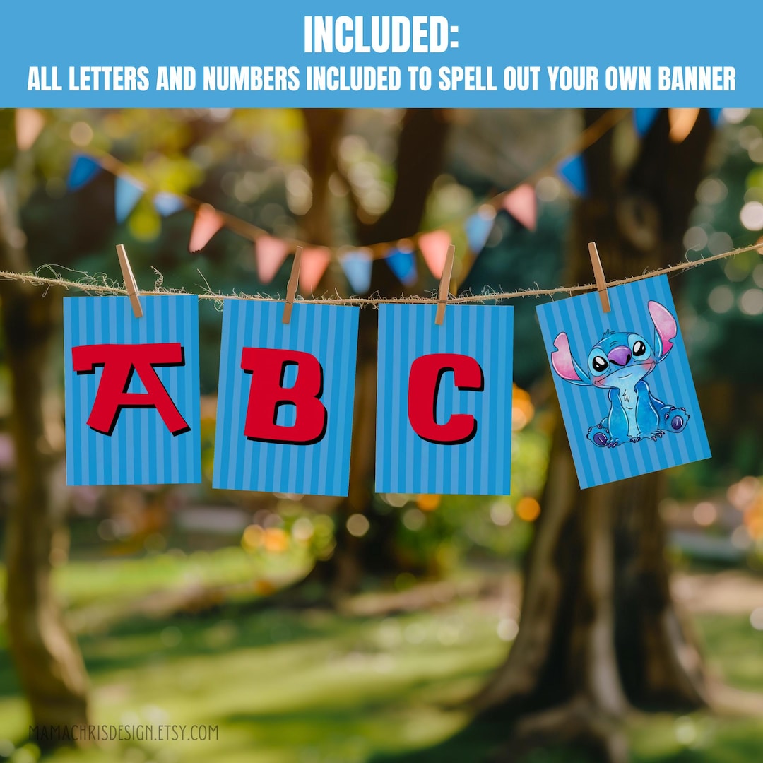 Stitch Bunting Flag Banner, Lilo and Stitch Party Banner, Happy ...