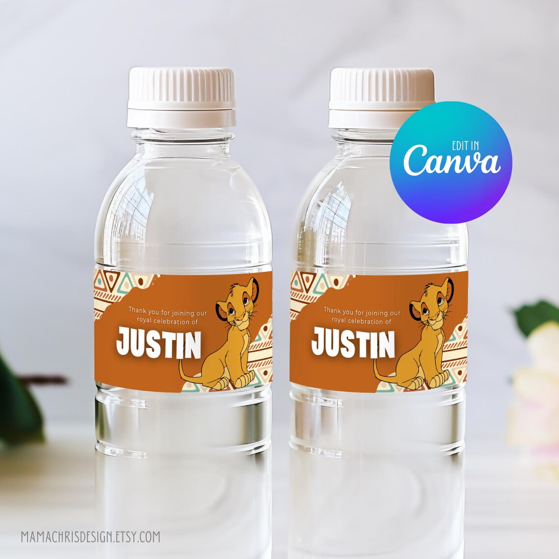 The Lion King Water Bottle Label Template, Printable Simba Bottle Label ...