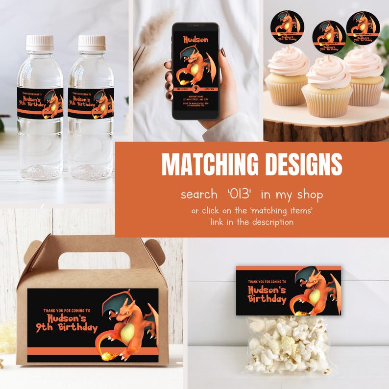 Charizard Food Label, Birthday Party Food Tent Cards, Charizard Food ...