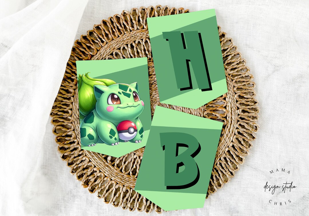 Bulbasaur Happy Birthday Banner Printable Birthday Banner Instant ...