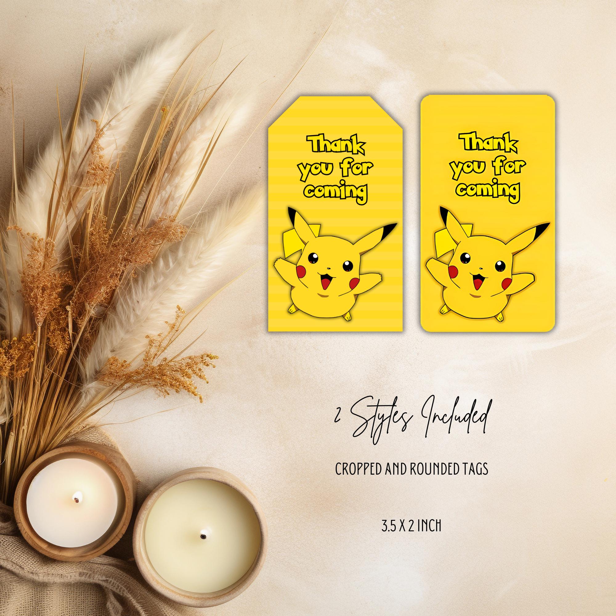 Pikachu Favour Tag, Thank You Tag Template, Editable Favour Tag ...