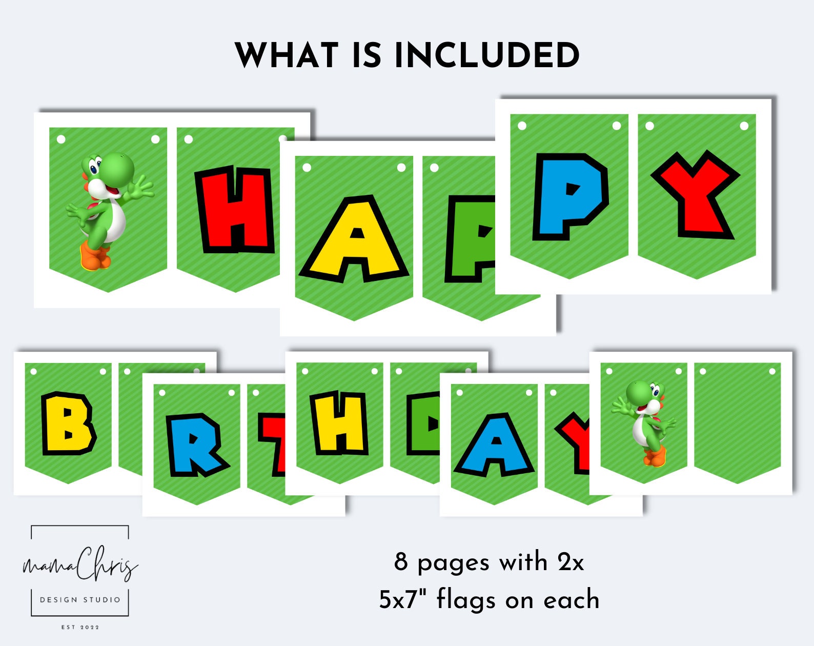 Yoshi Happy Birthday Banner Printable Birthday Banner Etsy Australia