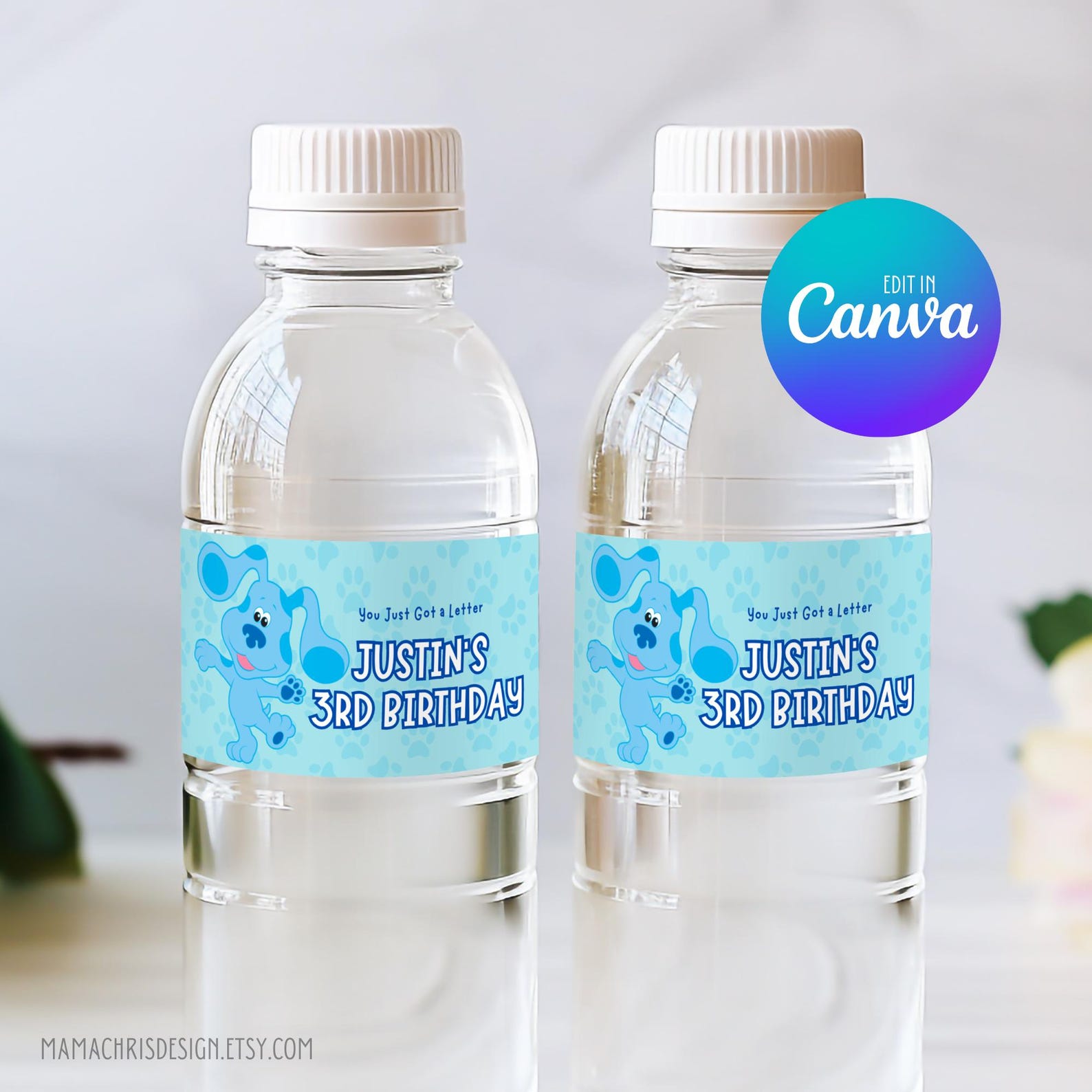 Blue's Clues Water Bottle Label Template, Printable Blue's Clues Bottle ...