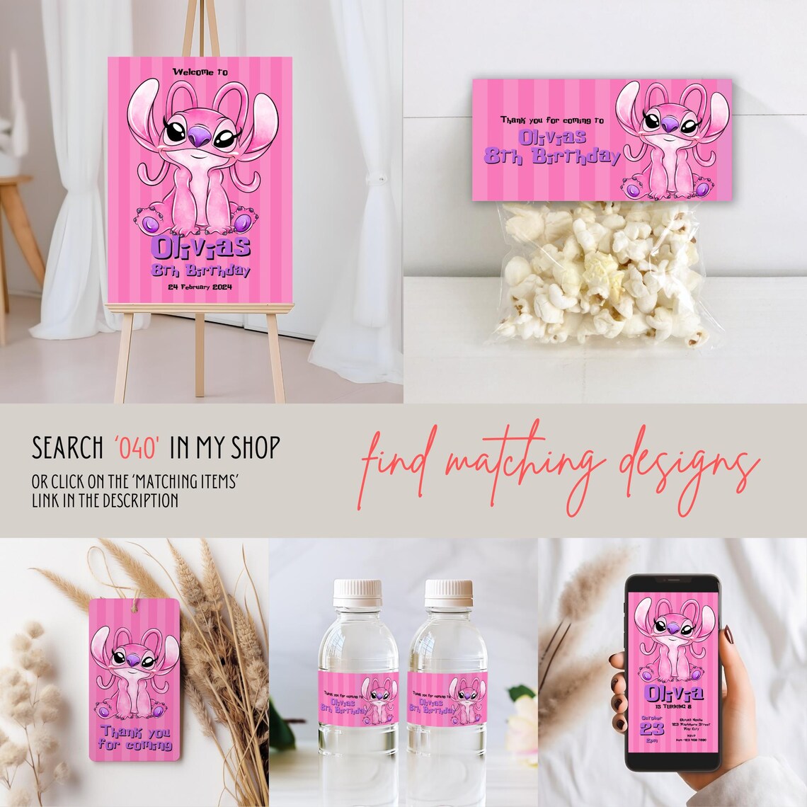 Lilo and Stitch Angel Gable Box Label Editable, Lilo and Stitch Favour ...