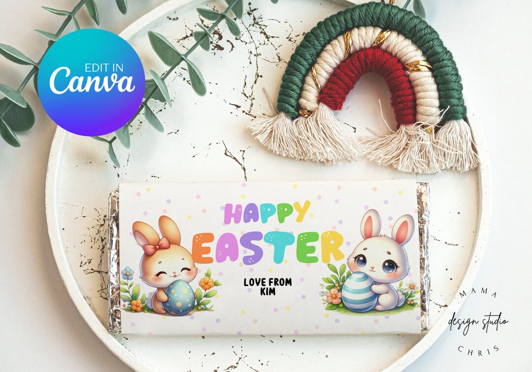 Easter Chocolate Bar Wrappers Printable Bar Wrappers Editable Template ...